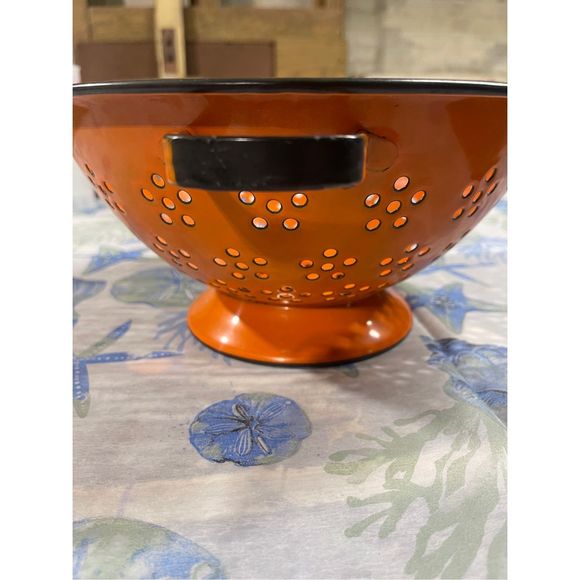 No Brand | Kitchen | Rare Enameled Colander Mid Century Orange ...